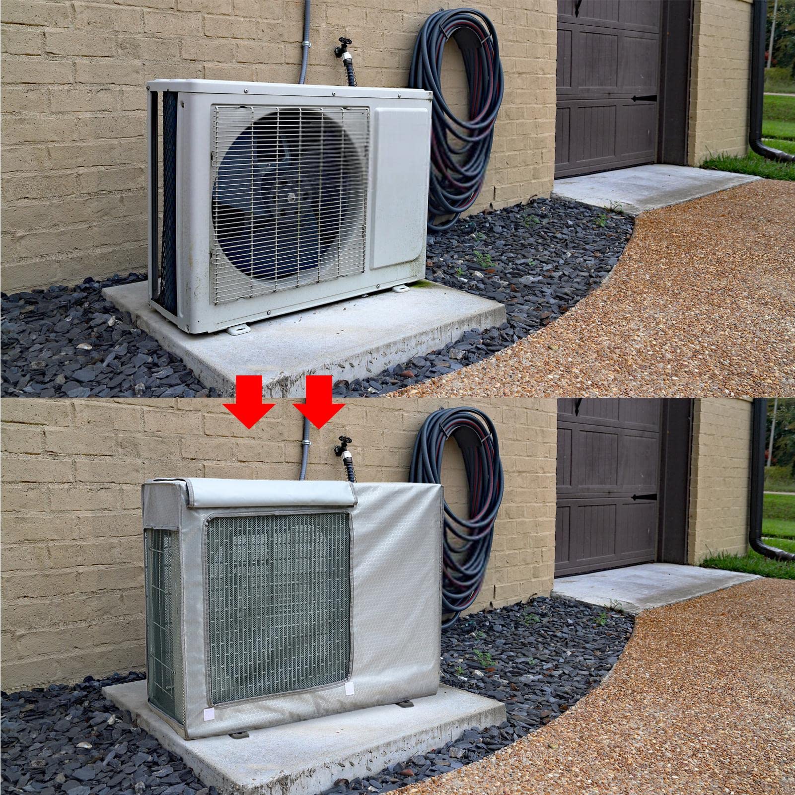 FEBUD Air Conditioner Cover, 600D Oxford Waterproof Dustproof Sun Protection AC Unit Cover with Honeycomb Mesh Design & Vent Hole, Square AC Cover for Outside Units