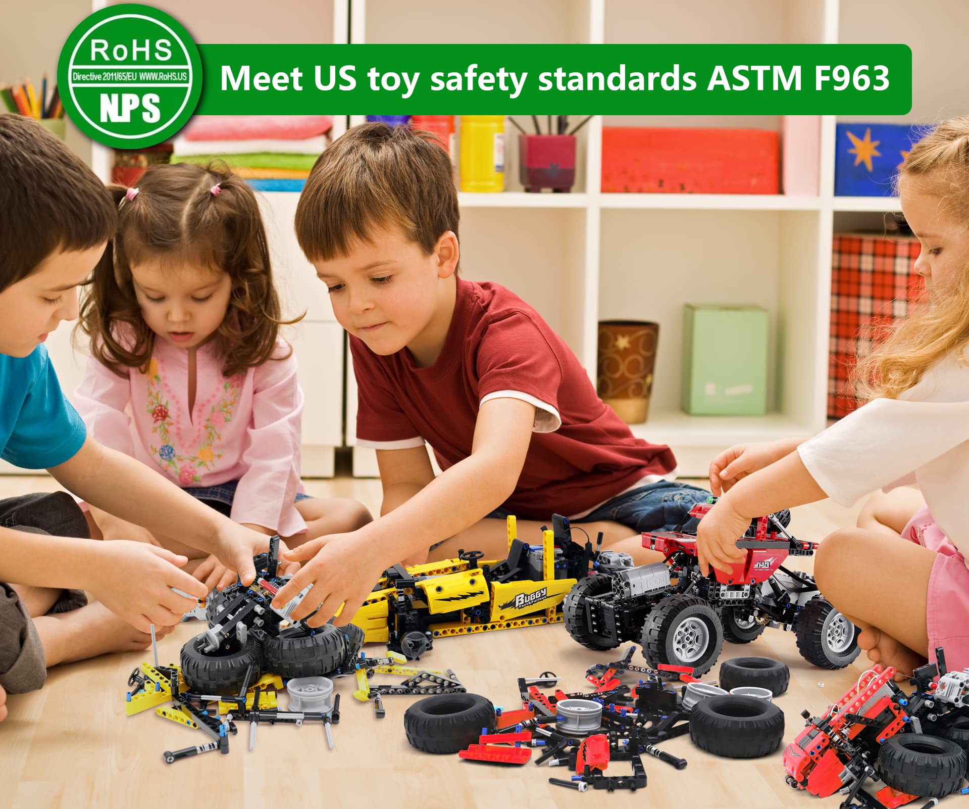 STEM Building Toys Remote Control Car Boys Girls Birthday Xmas Gifts Aged 6 7 8 9 10+Early Science Engineering Learning Technic Sets Buggy 522 pcs