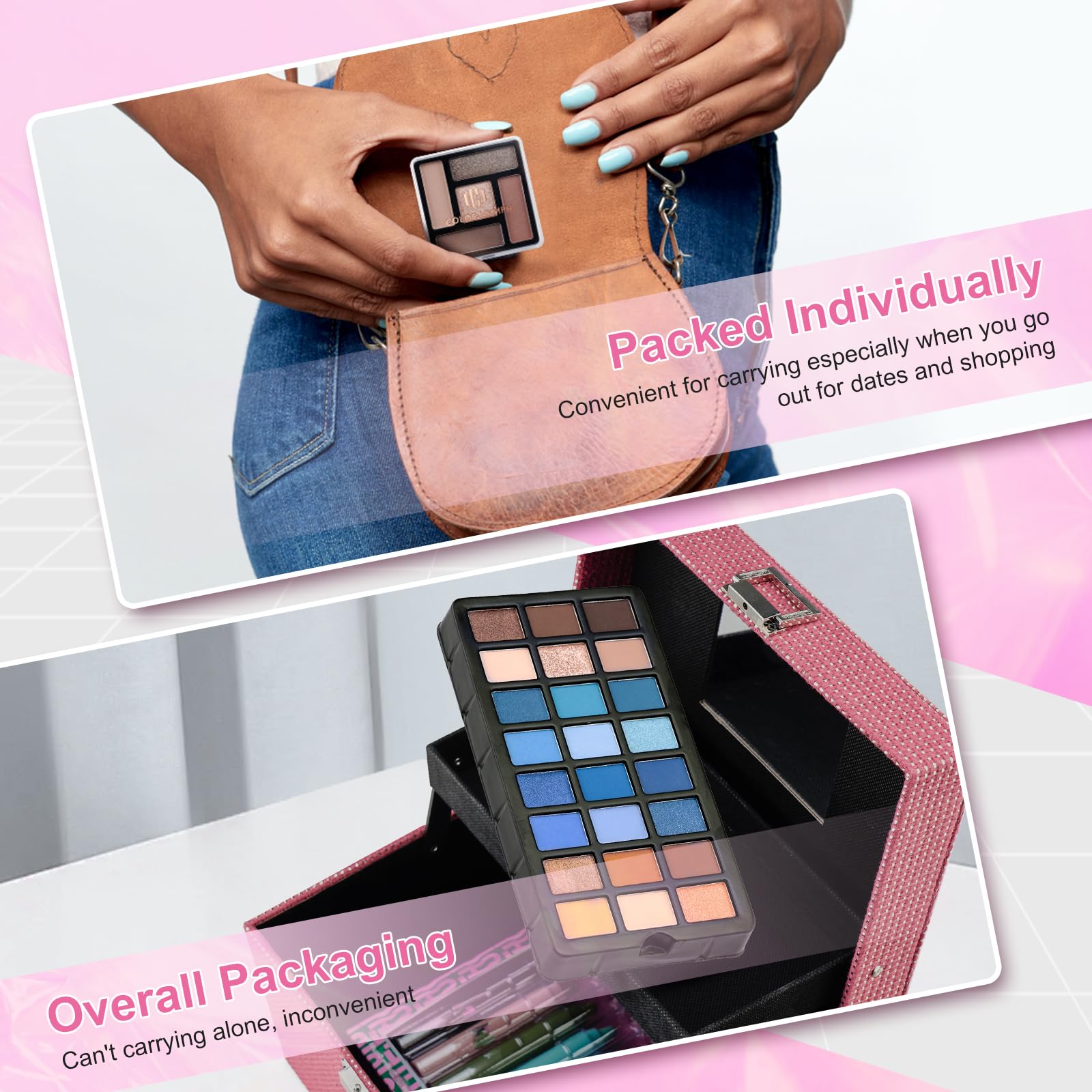 Color Nymph Beginner Makeup Kits For Teens With The Delicate Handbag Included Eyeshadow Palette Blushes Bronzer Highlighter Lipstick Brushes Mirror(Pink)