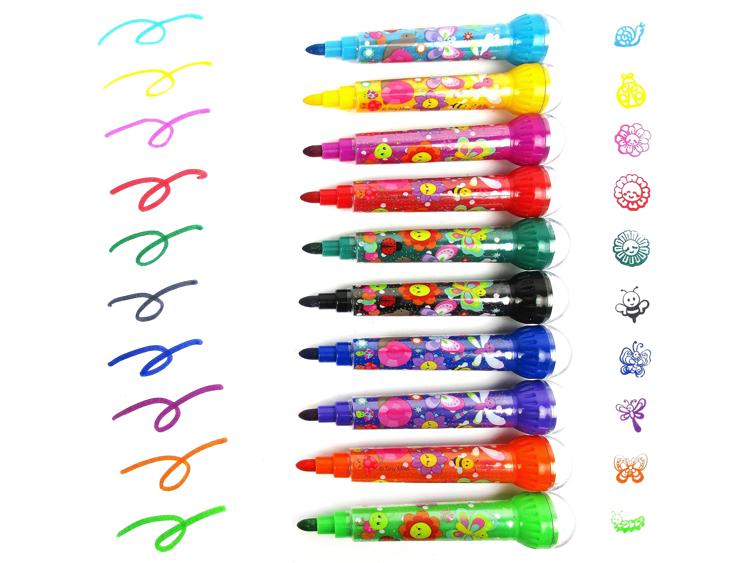 TINYMILLS Spring Flowers Butterfly Stamper Marker Set of 10, Birthday Gift Arts and Crafts Girl Birthday Gift