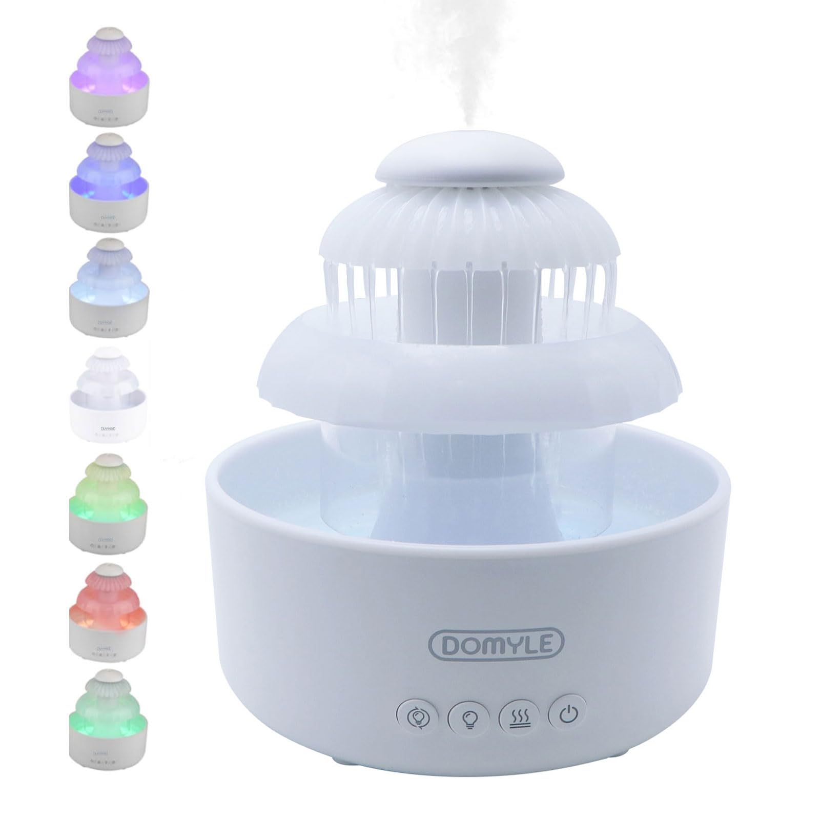 DOMYLE Rain Cloud Humidifier Water Drip, 600ML Mushroom Humidifier, 7 Levels of Adjustable Light Humidifier for Desk Bedroom Rain Sounds for Sleeping