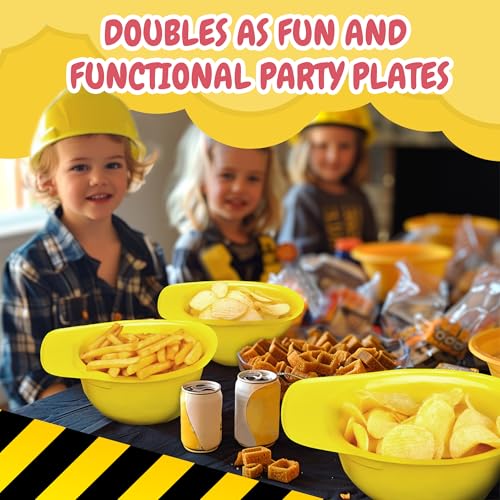 Forest & Twelfth Yellow Construction Hats for Kids, 12 Pack, Engineer Construction Helmet Hats for Dress-Up Parties, Pretend Play, Especially Sized for Kids