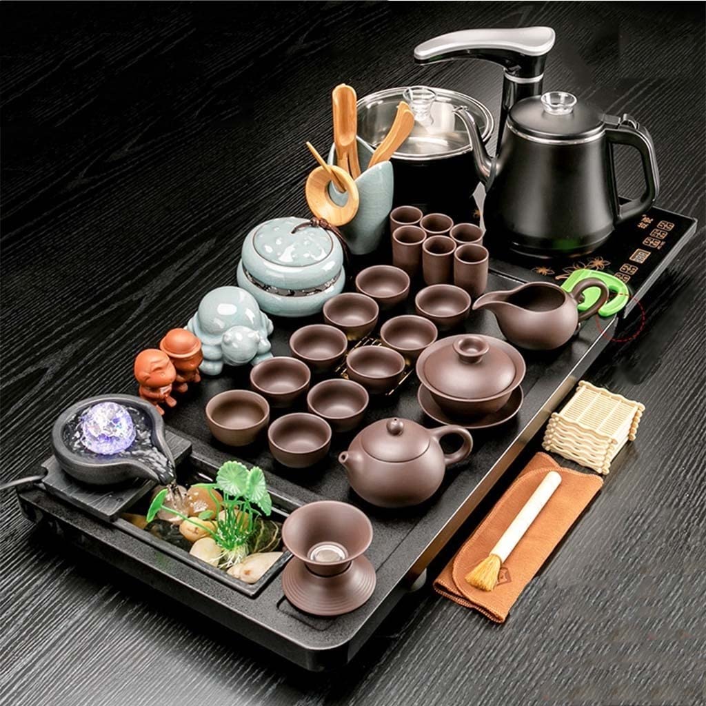 Chinese Kungfu Tea Set,Chinese Ceramic Kung Fu Tea Set,Solid Wood Tea Tray Tea,Electric Stove,Tea Cup, Tea Ceremony,Tea Table