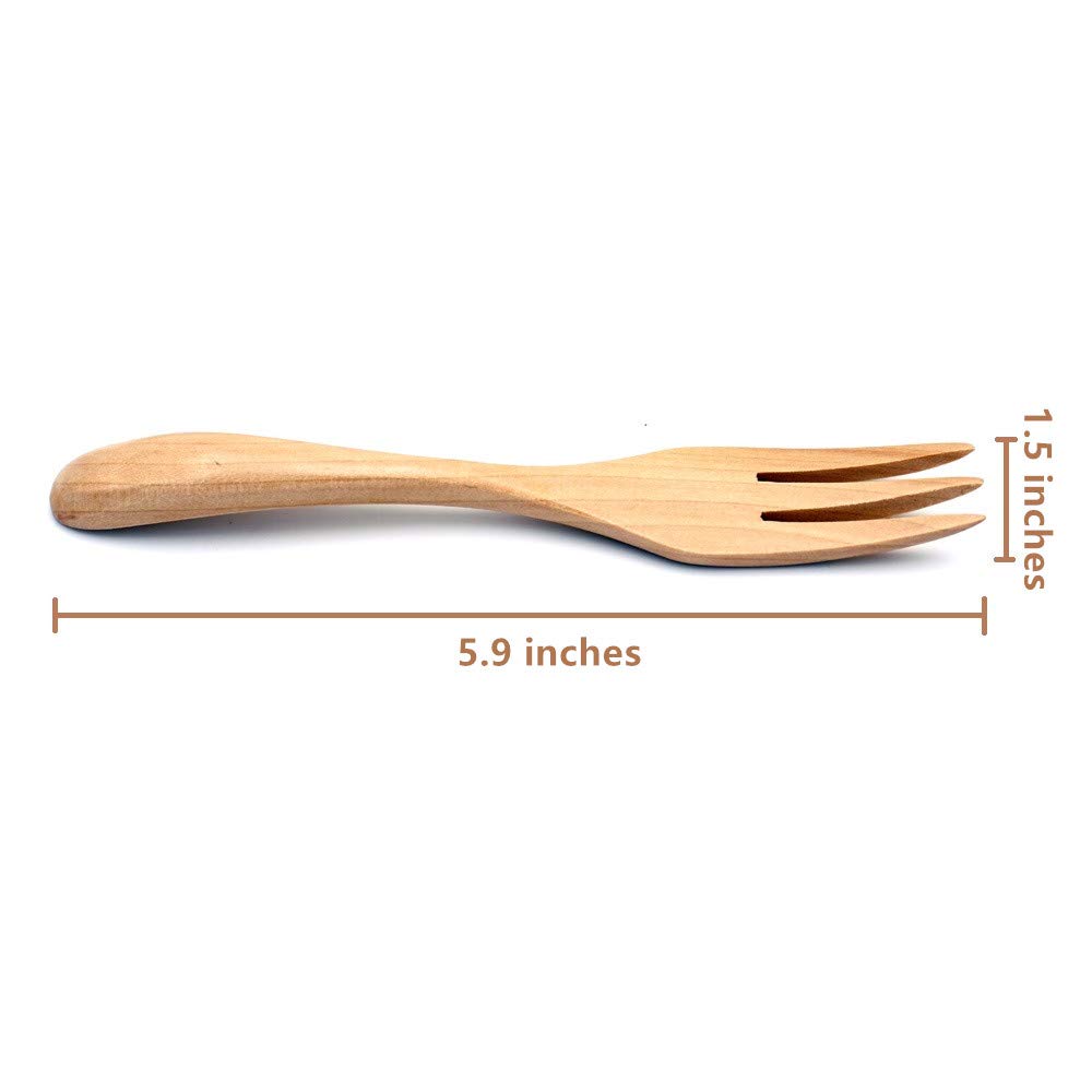 Crysto Wooden Fork and Spoon Set,5.9 Inches
