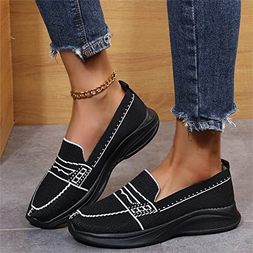 FASDNENDYS Ladies Fashion Solid Color Mesh Breathable Cover Foot Flat Casual Shoes for Womens Black
