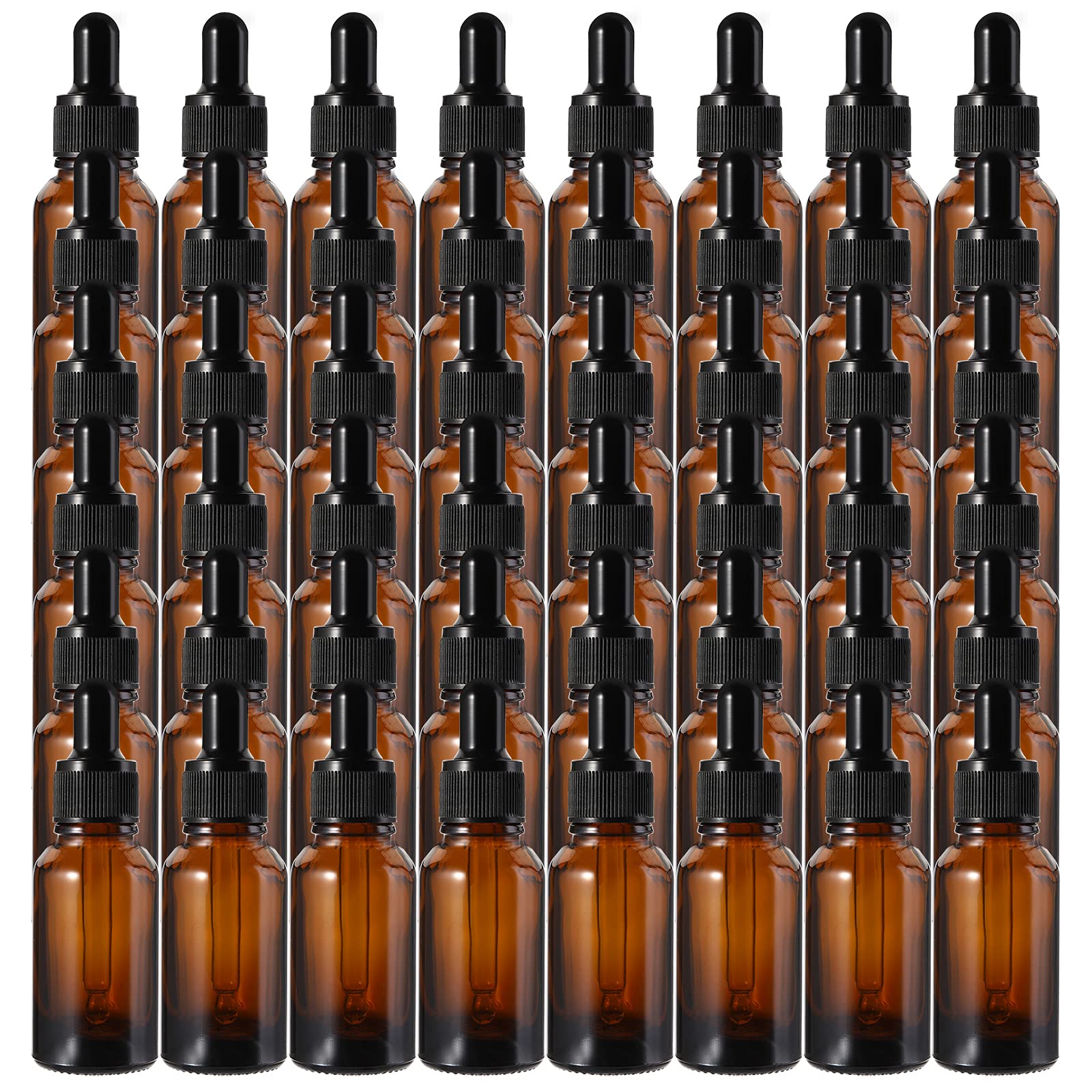 Kingrol 48 Pack Amber Glass Bottles with Glass Eye Dropper, 1 oz Dropper Bottles for Essential Oils, Perfumes, Aromatherapy, Chemistry Lab Chemicals