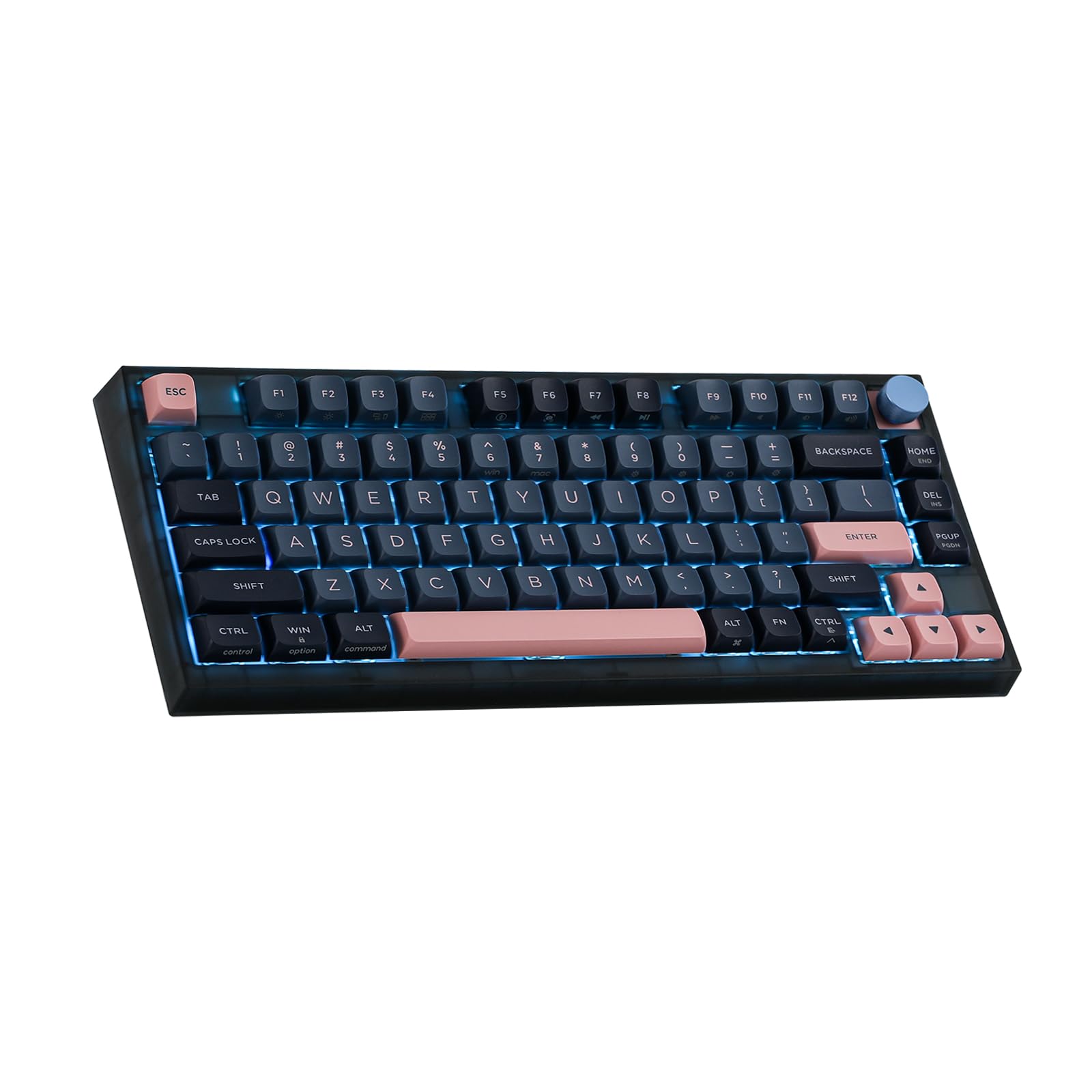 EPOMAKER SKYLOONG GK75 Lite Gasket-like Mount Wired Gaming Keyboard with A Rotary Knob, Hot Swappable Mechanical Keyboard, Programmable Custom Keyboard, for Win/Mac (Blue Pink, Gateron Optical Black)
