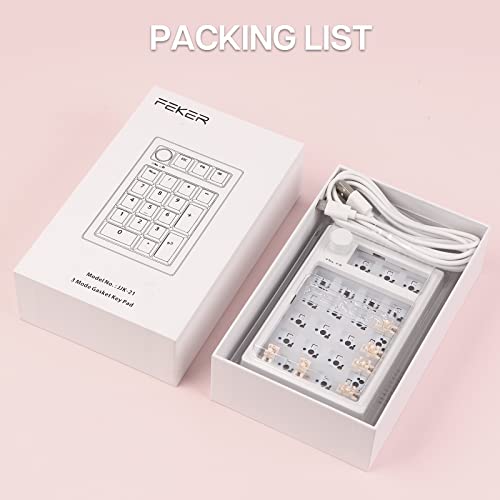 EPOMAKER FEKER JJK21 20 Keys Mechanical Numpad Kit, Gasket Mount Hot Swappable Bluetooth 5.0/2.4GHz/Wired Numeric Keypad with a Rotary Knob, 1500mAh Battery, Compatible with 3/5Pin Switches