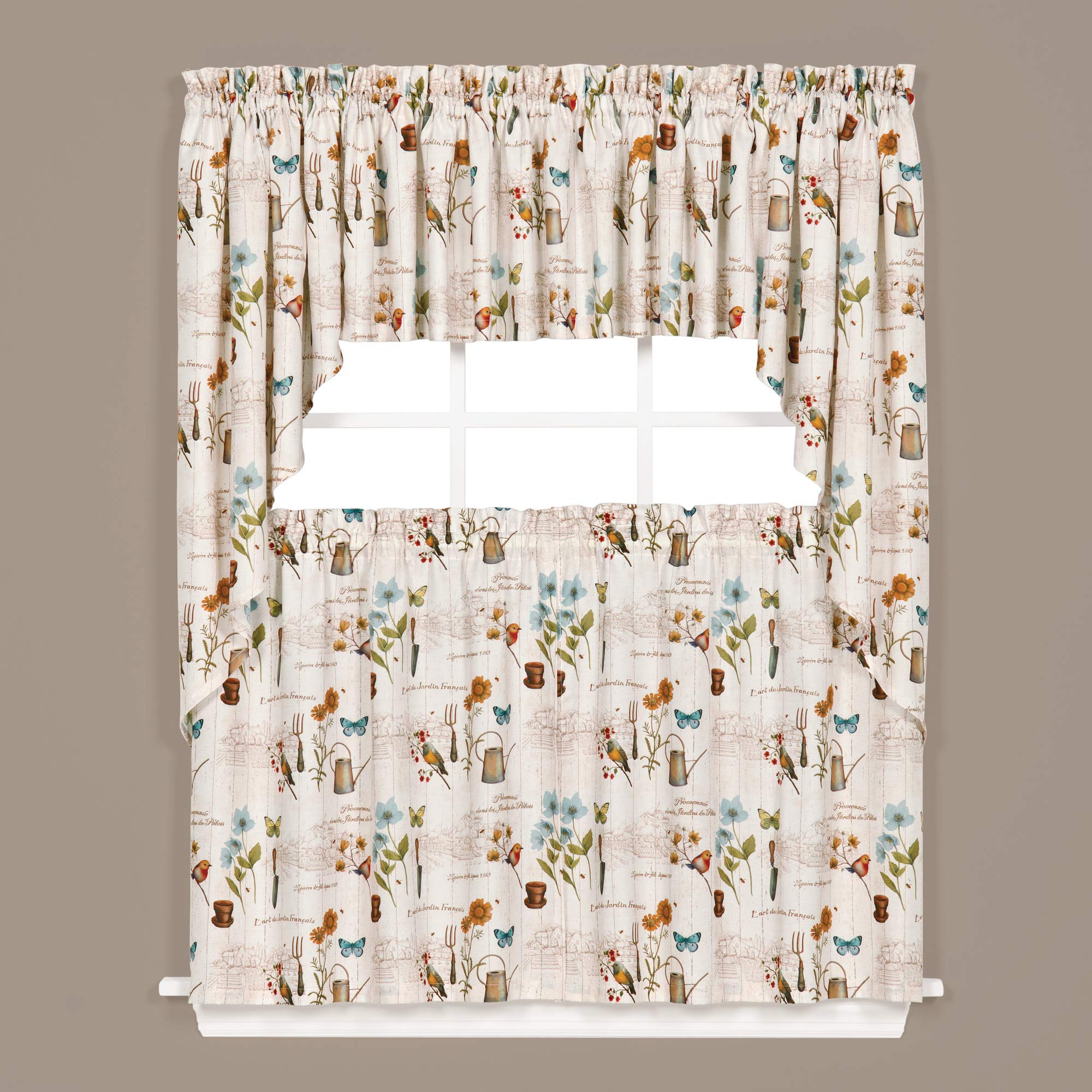 SKL Home by Saturday Knight Ltd. Le Jardin Tier Curtain Pair, 57 inches x 36 inches, Multicolored