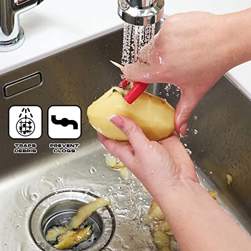 Highcraft FAUC97333-2 Kitchen Sink Basket Strainer Replacement for Standard Drains (3-1/2 Inch) Chrome Plated Stainless Steel Body With Rubber Stopper, Pack Of 2