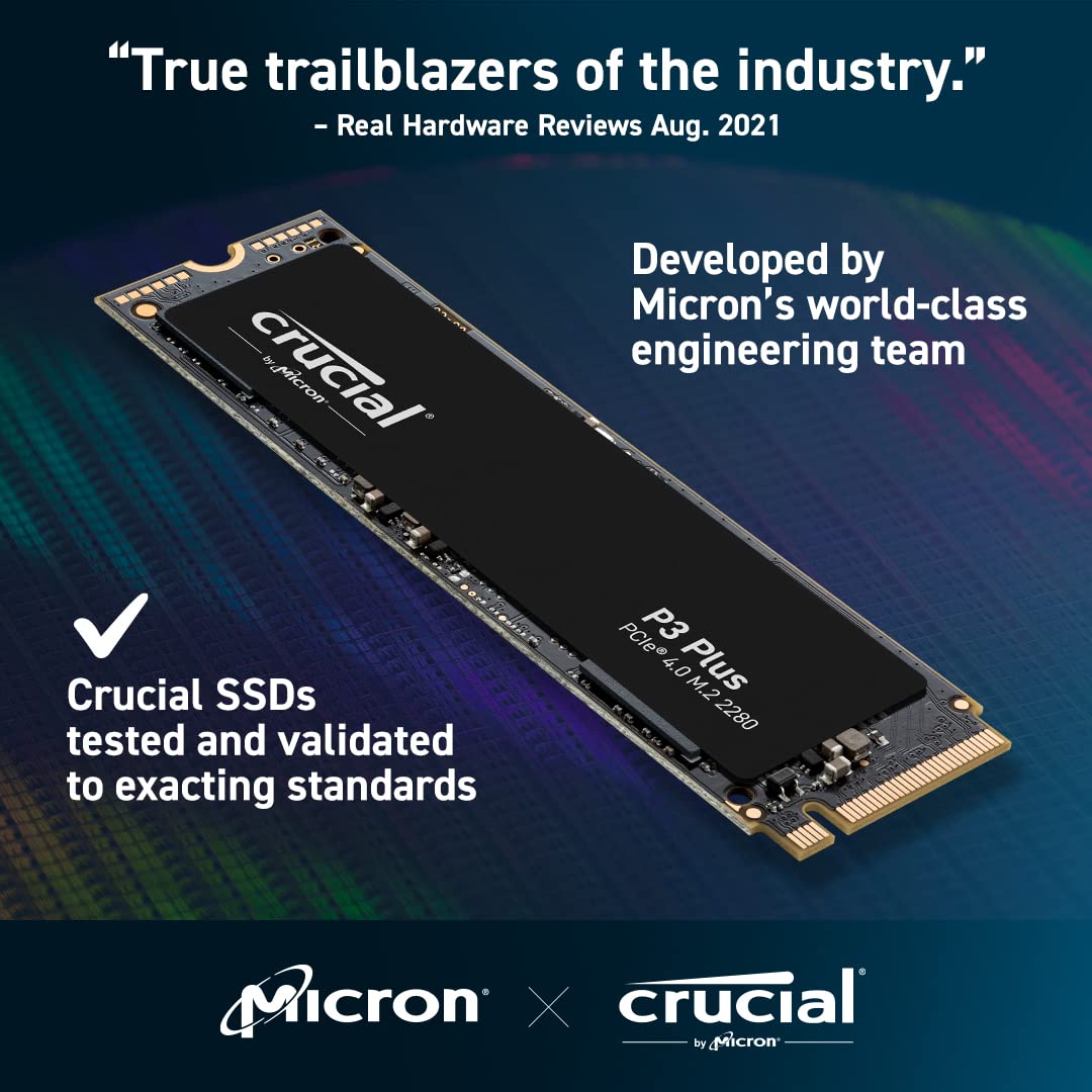 Crucial P3 Plus 1TB PCIe Gen4 3D NAND NVMe M.2 SSD, up to 5000MB/s - CT1000P3PSSD8