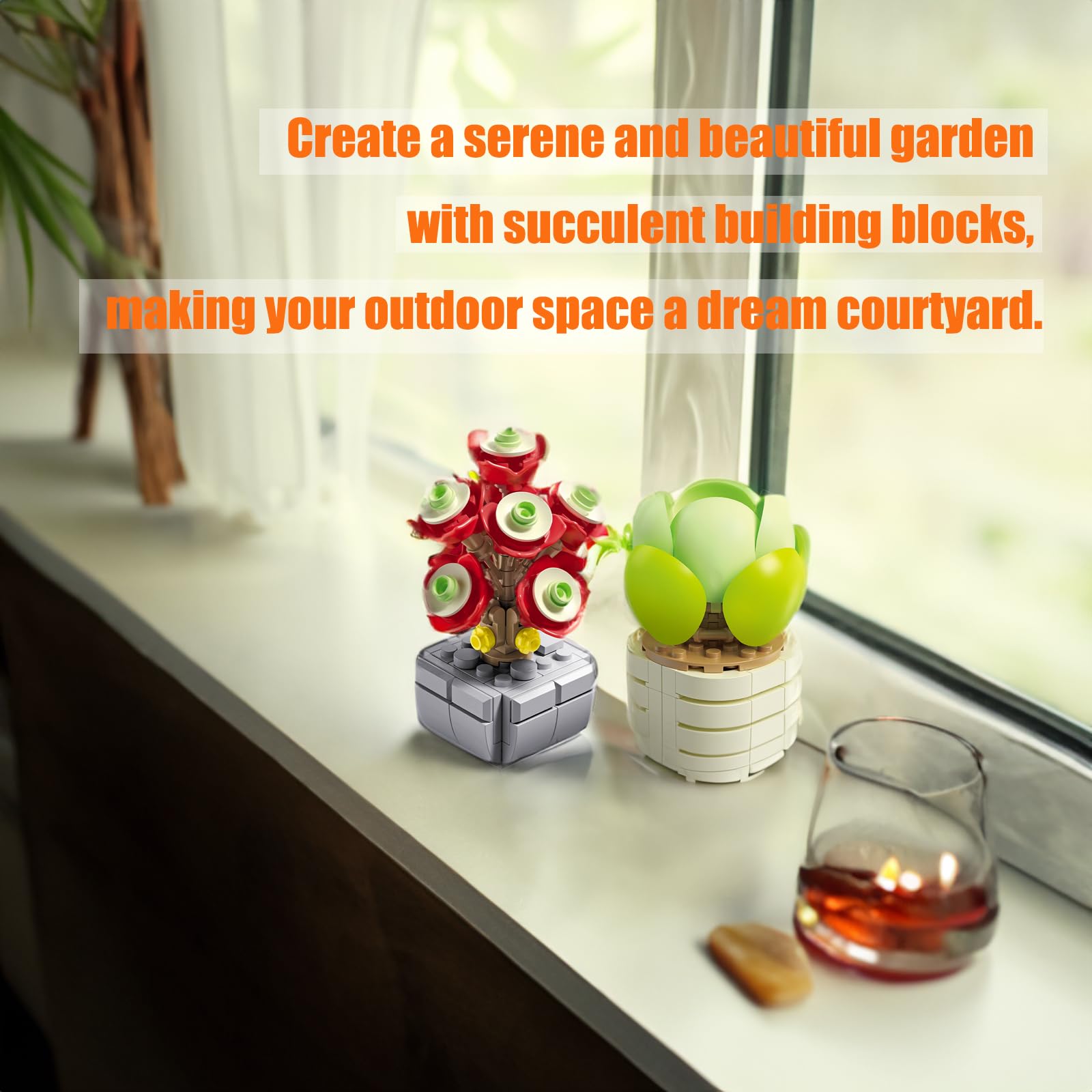 Feelo STEM Succulents Plants Building Set Mini Bricks Bonsai Model Christmas Brithday Gifts for Kids, Boys Girls Gift(2 Set)