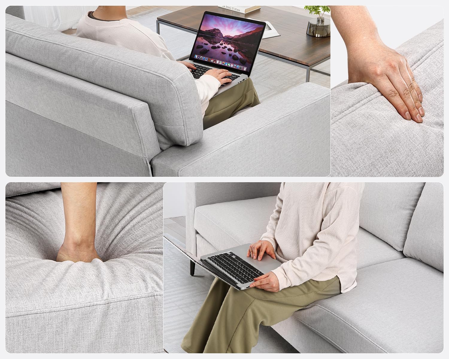 GarveeHome 83 Inch Sofa, Comfy Couch, Modern Sofa, 3 Seater Sofa with Deep Seat, Lounge Cozy Sofa for Living Room Apartment Small Space, Linen Sofa (Light Gray