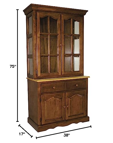 Sunset Trading Keepsake Buffet Hutch, Nutmeg Brown and Light Oak