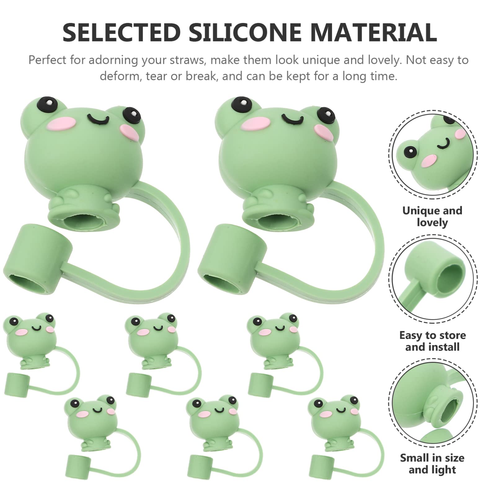 GLEAVI 8pcs Animals Straw Tips Cover Reusable Cute Frog Straw Toppers Straw Cover Plugs for Drinking Straws Party Straw Caps Decoration