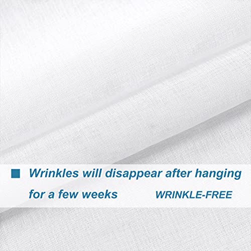 HIGHSEASON White Sheer Curtains 102 inches Long,Solid Rod Pocket Top Draperies for Living Room/Bedroom(White,Set of 2,52 x 102 Inch Length)