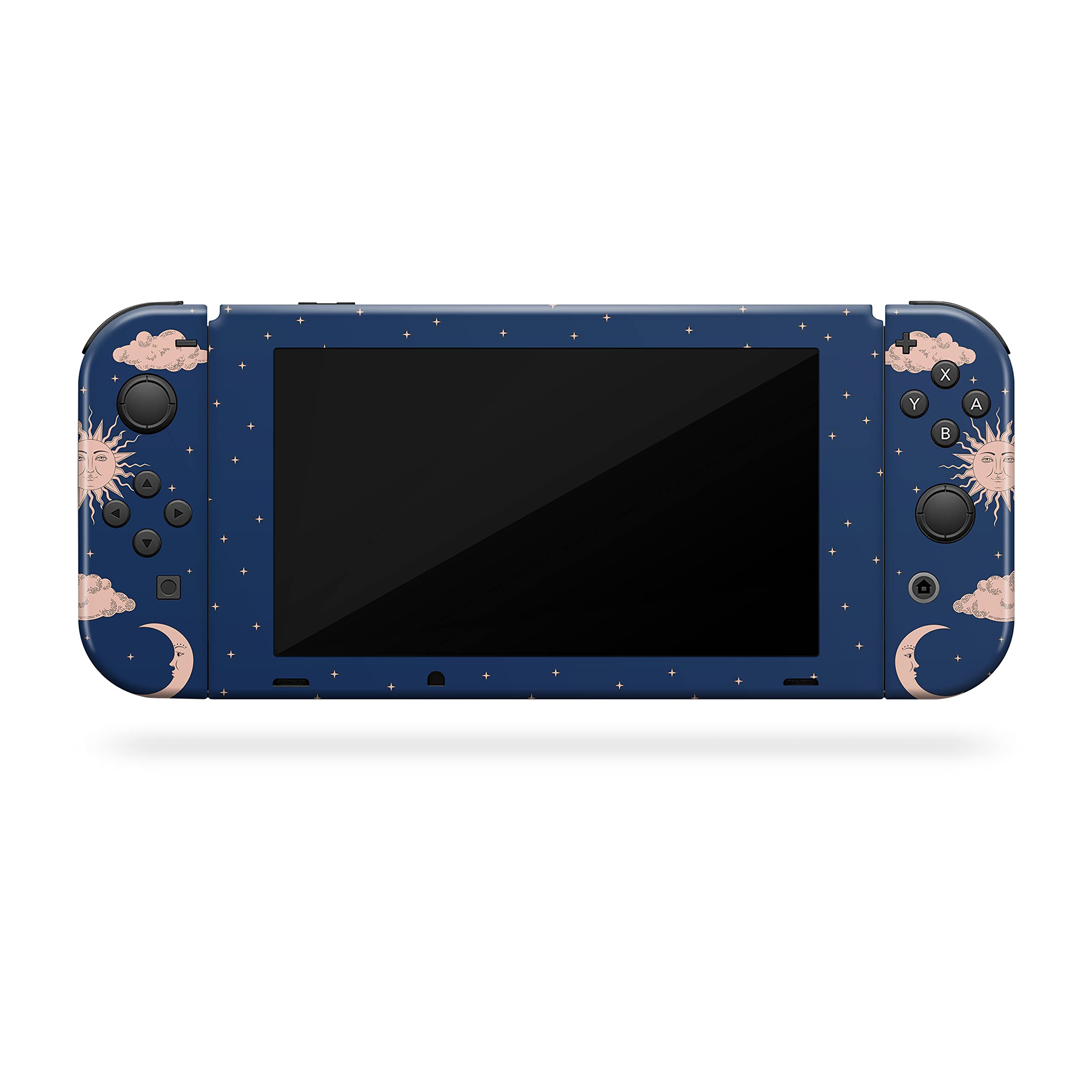 Tacky Design Clouds Skin Compatible with Nintendo Switch Skin Wrap Cover, Sun & Moon Skin for Nintendo Switch Stickers, Premium Vinyl 3M Full Wrap Decal