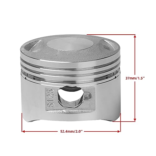 PRO CAKEN 52.4mm Engine Piston Kit, Piston Rings Gasket Set Bore Universal Rugged Strict Standard High Strength for 110cc 125cc ATV Dirt Pit Bike Go Kart