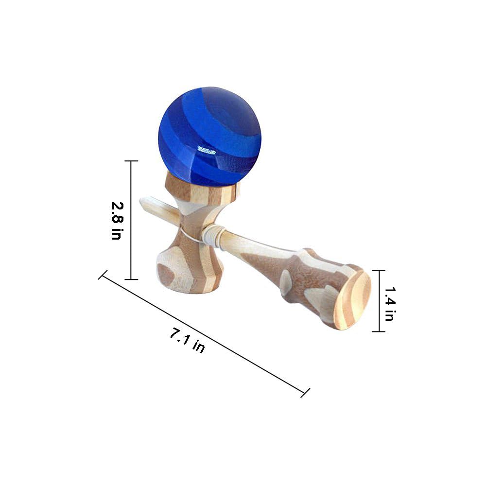 RQN Bamboo Kendama with Translucent Blue Ball with Extra String for Kids Teens Adults Festival Gift