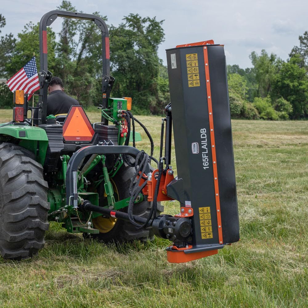 Titan Attachments 3 Point 65" Offset Flail Ditch Bank Mower for Cat 1 Tractors, 30-50HP, Hydraulic Offset and Tilt