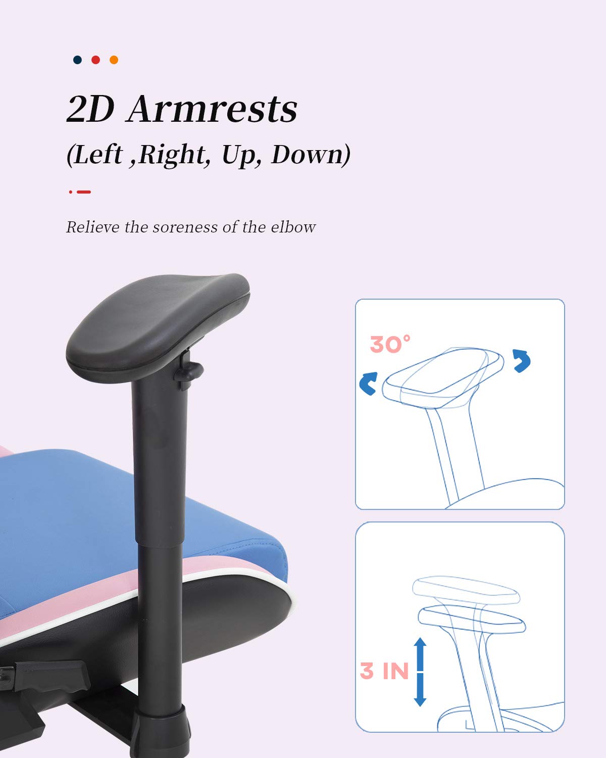 PC Gaming Chair Racing Office Chair E-Sports Computer Chair with Lumbar Support Adjustable Headrest 2D Armrest Rolling Swivel Game Chair Task Ergonomic PU Leather Desk Chair