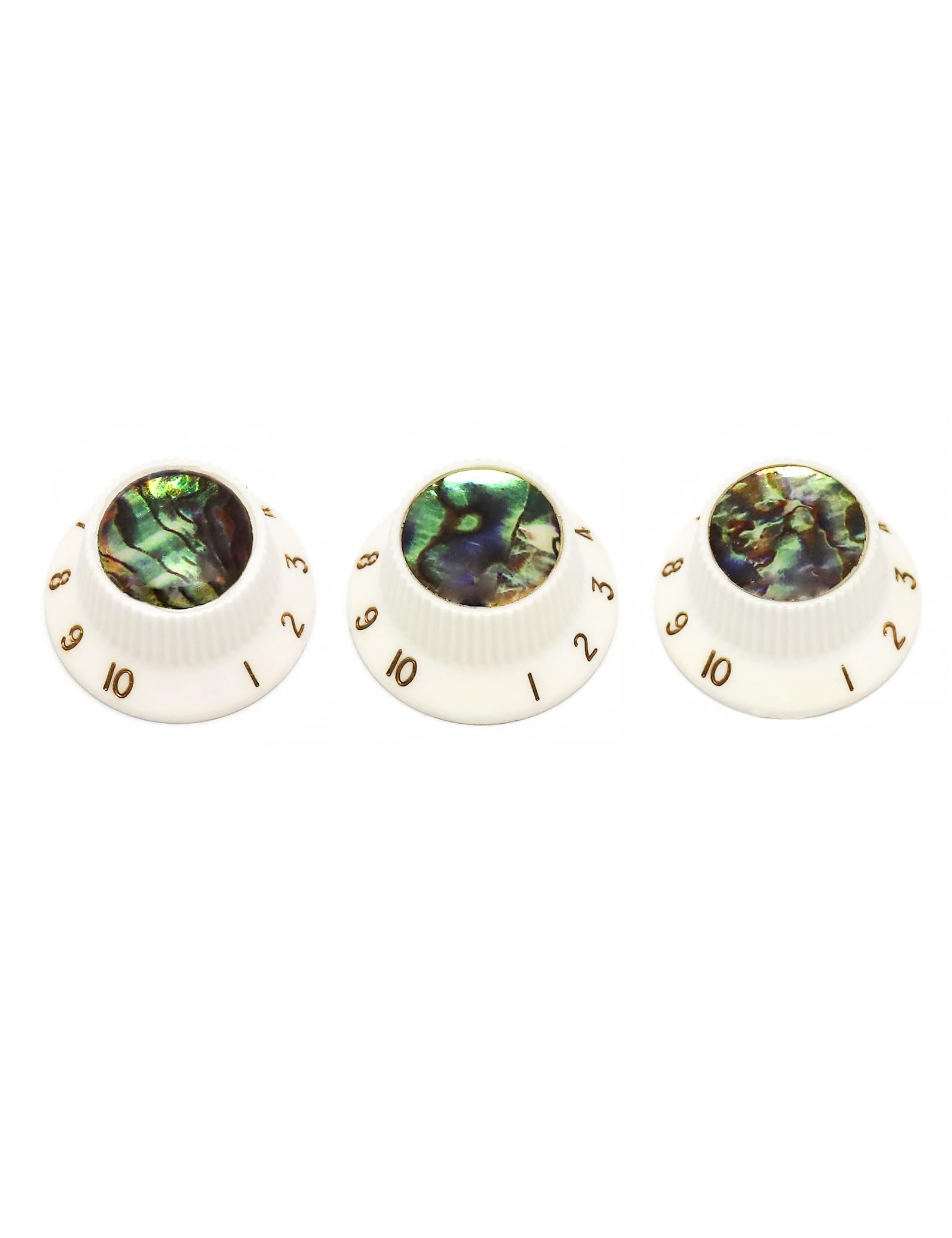 Rubatone Guitar Knobs Abalone Top Speed Control Knobs 6mm Shaft Pots Volumn Tone Knobs Compatiable with Strat Stratocaster Electric Guitar Set of 3Pcs.