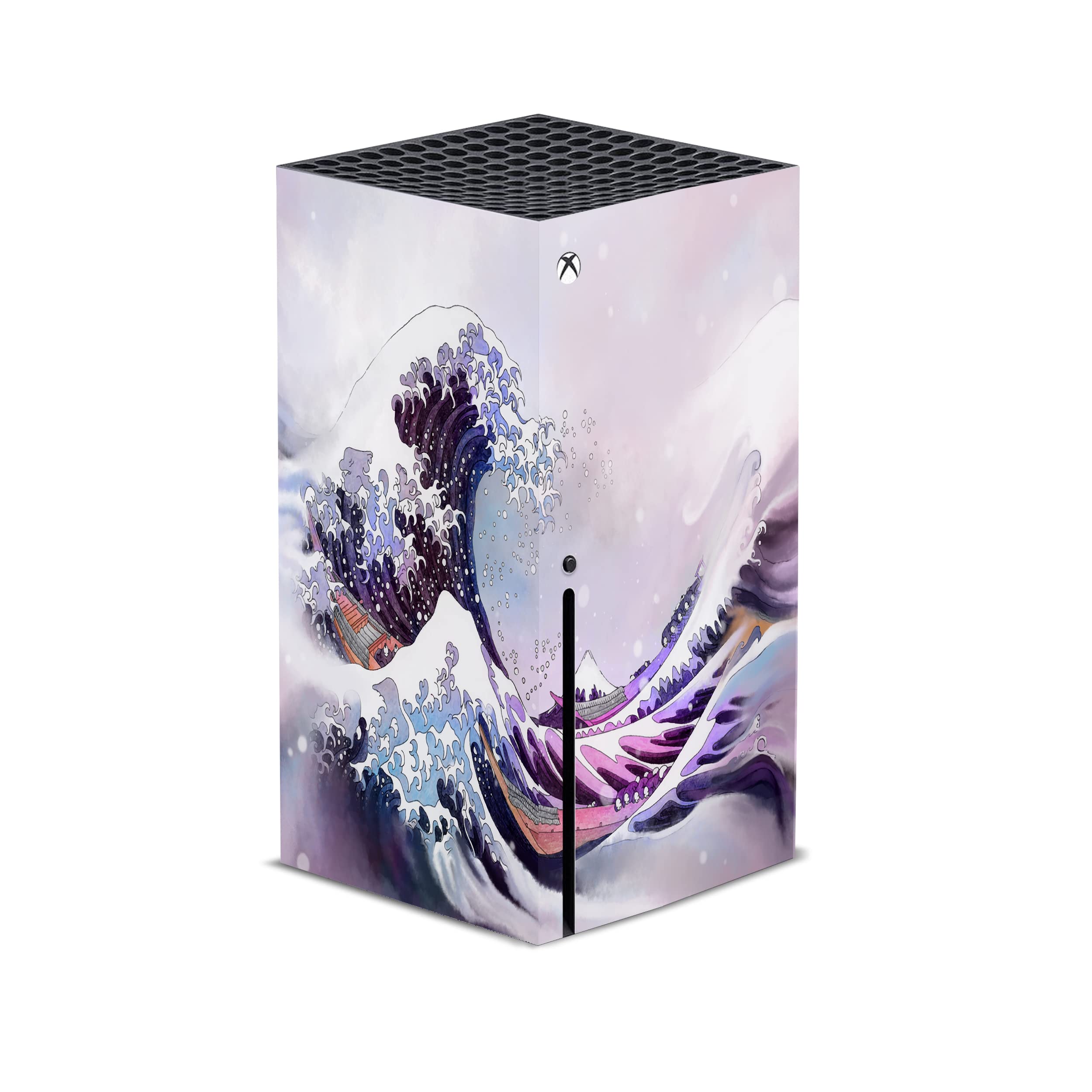 TACKY DESIGN Watercolor Wave Skin Compatible for Xbox Series x Skin & Two Controller Skin, Xbox x Sticker Premium Vinyl 3M Decal Full wrap, Xbox Cover