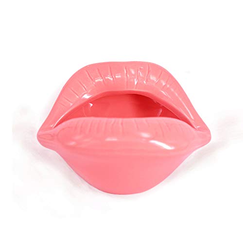 Wang-Data Creative Ceramic Cigarette Ashtrays with Lips Style Fashion Home Decorations(Pink)
