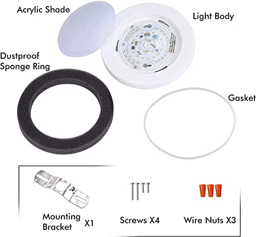 CLOUDY BAY 7.5 inch LED Ceiling Light,12W 840lm,5000K Day Light,LED Flush Mount,White Finish,Wet Location