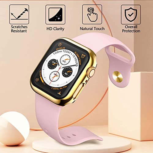 HANKN 40mm Case Compatible with Apple Watch Series 4 5 6 Se 40mm Tempered Glass Screen Protector Case, Full Coverage Shockproof Iwatch Bumper Cover (40mm, Gold)