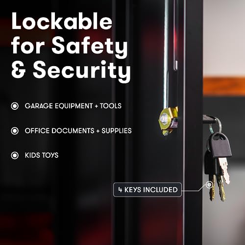 Metal Garage Storage Cabinet - 71-inch Tall Large Steel Utility Locker with Adjustable Shelves & Locking Doors - Garage Cabinets for Tool Storage and Ammo Locker - Black