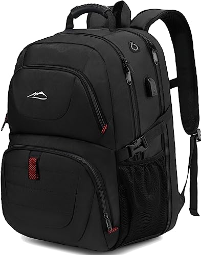 ProEtrade Travel Backpack, Extra Large Laptop Backpack School Business Anti Theft TSA Approved College Work Computer Bag Fits 17 Inch Laptop with USB Charging Port Bookbag for Women Men(Black)