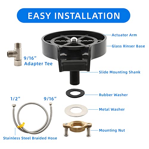 Essbhach Glass Rinser for Kitchen Sink, Faucet Bottle Washer Cleaner, Cup Rinser for Bar Sink, Glass Cleaner SInk Accessories, Black