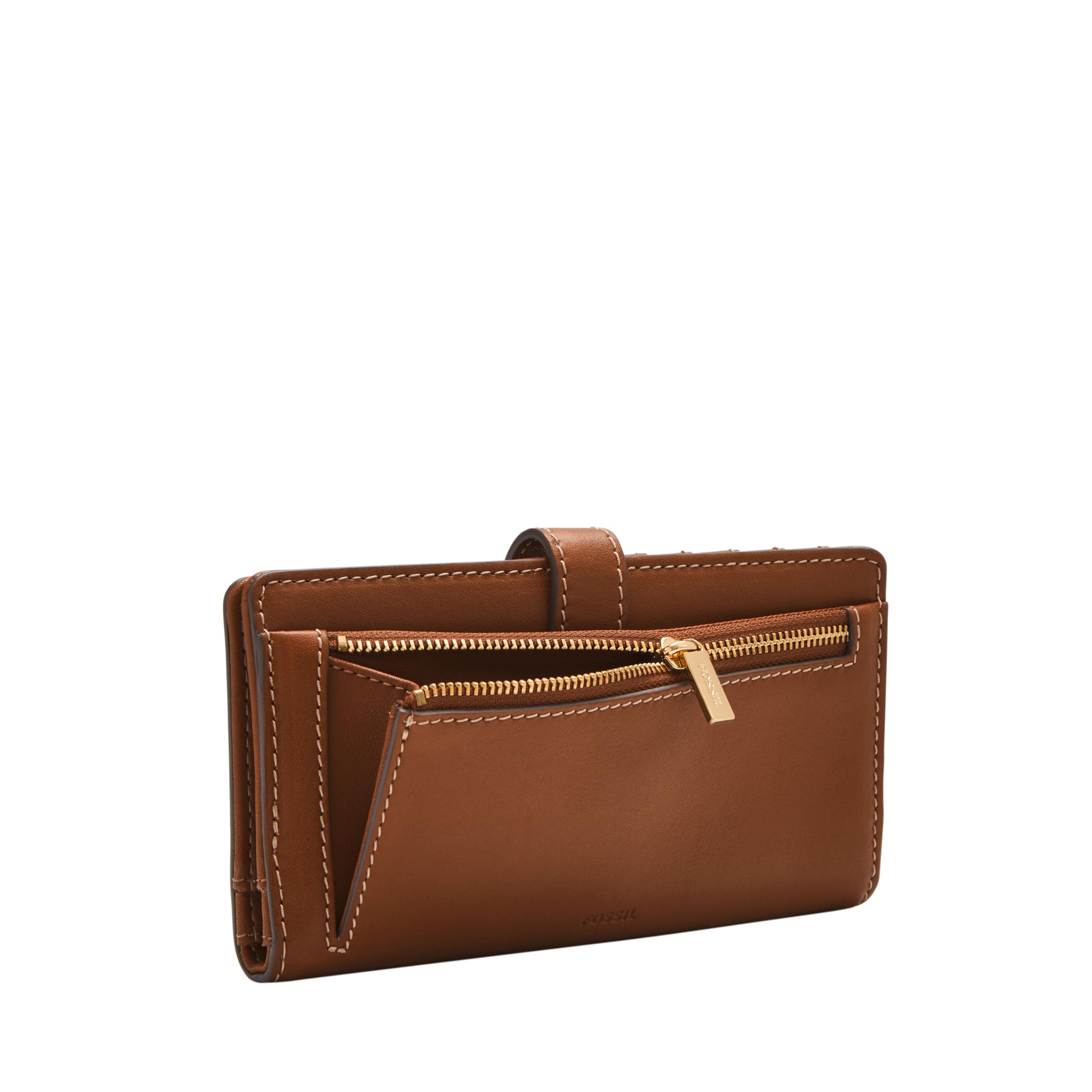 Fossil Women's Lennox Leather Tab Clutch Wallet, Medium Brown (Model: SL10036200)