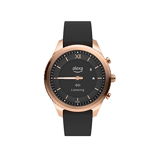 Fossil Women's Stella Gen 6 Hybrid 40mm Stainless Steel and Silicone Smart Watch, Color: Rose Gold/Black (Model: FTW7064)