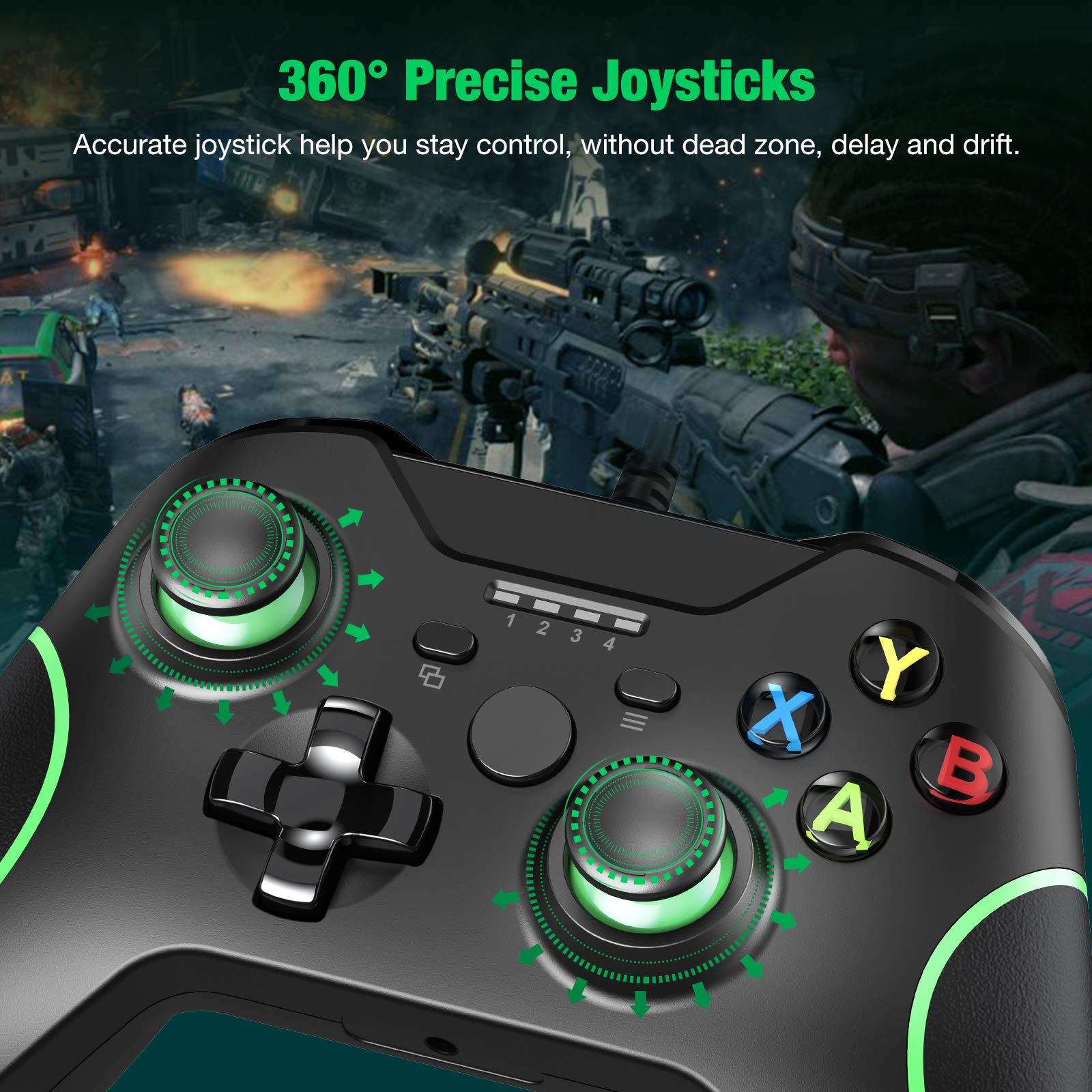 Controller for Xbox One, Wired Controller for Xbox One Gaming Controller USB Gamepad Joypad Remote with Dual Vibration Headset Jack for Xbox One/S/X/Steam/PC Windows 7/8/10 (Black)