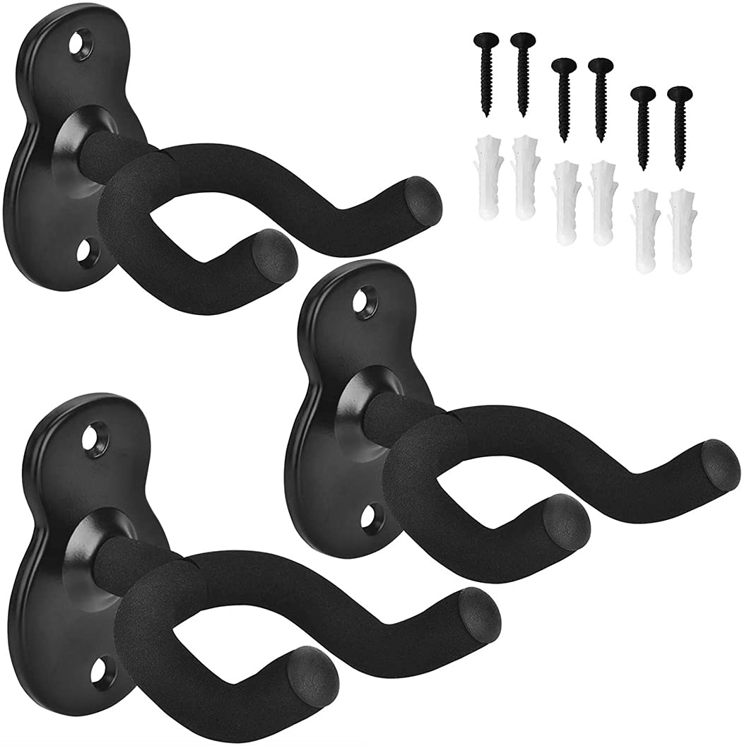 Peng Da Guitar Wall Mount Hanger Hook Acoustic Electric Bass Guitar Wall Hook Hanger Black Metal Holder Hanger for All Size Guitars