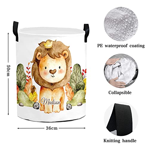 King of Jungle Lion Personalized Laundry Basket Clothes Hamper Storage Handle Waterproof, Custom Collapsible Large Capacity , for Bedroom Bathroom Toy Decoration