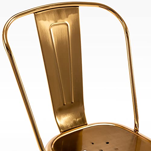 MFD LIVING 18 Inch Metal Dining Chair, Indoor Outdoor Patio Chair with Rustless, Stackable Chair for Restaurant Dining Room Chair Set of 4 (Gold)