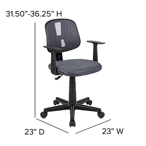 Flash Furniture Flash Fundamentals Mid-Back Gray Mesh Swivel Task Office Chair with Pivot Back and Arms