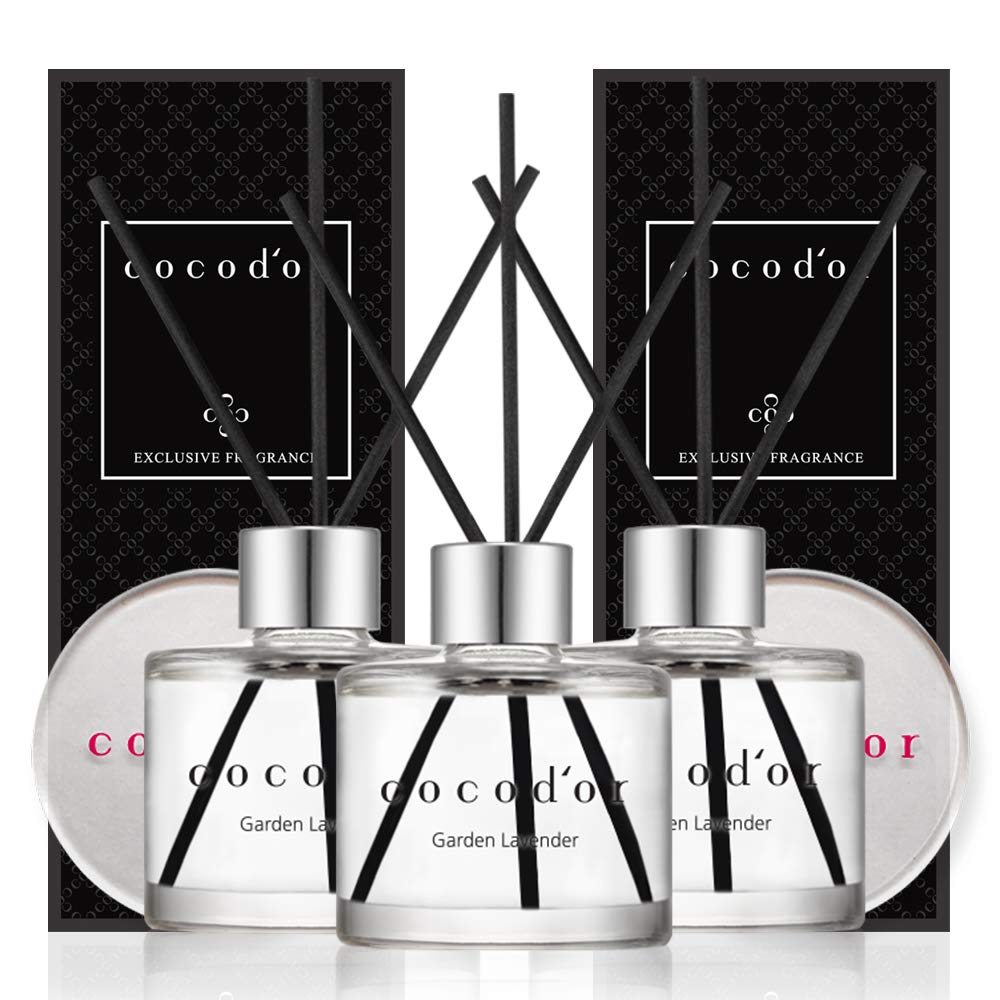 COCODOR Mini Reed Diffuser/Garden Lavender/1.6oz(50ml)/3Pack/Diffuser Oil Sticks Gift Set, Home & Car Diffuser
