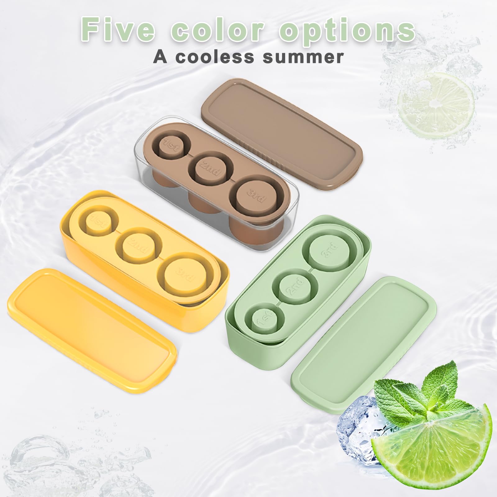 DOGITY Ice Cube Tray for Stanley Cup,Ice Molds for Stanley Cup Accessories,Silicone Ice Cube Molds with Lid and bin for Stanley 20oz 30oz 40oz Tumbler Cup,3 Sizes Silicone Ice Cube Mold for Ice Drink