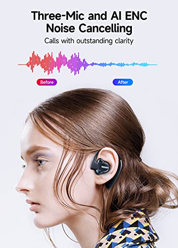 MANKIW Bluetooth Headset with Built-in Three Mic Bluetooth Earpiece V5.3 Hands-Free Wireless Earphones for Driving/Business/Office, Compatible for iOS/Android Cellphone(Black)