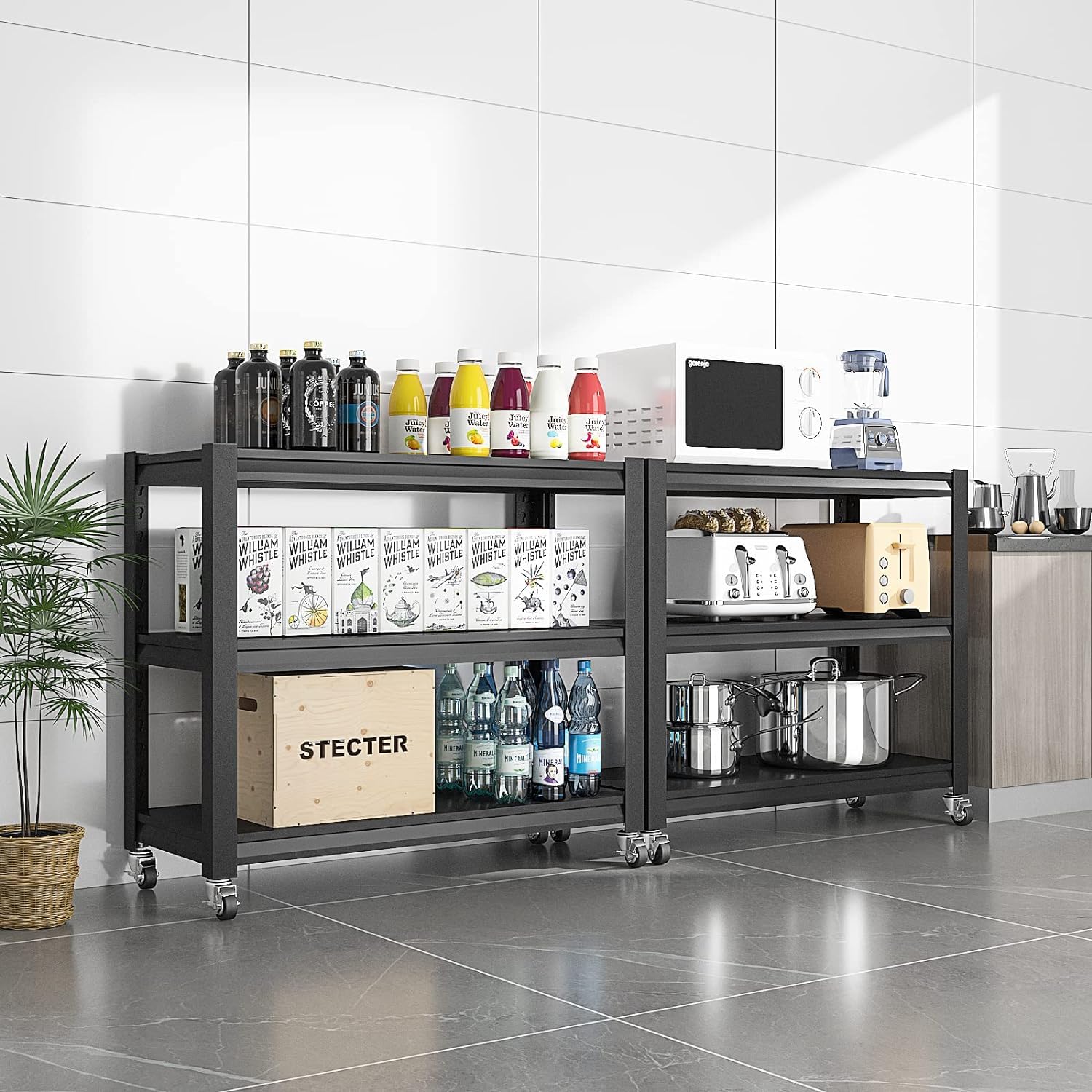 Generic 32"" W Storage Shelves,Heavy Duty Metal Shelving Unit,Pantry Shelves, Kitchen Shelves, Garage Shelving,Utility Rack (31.5"" W×15.7"" D×31.5"" H), Black, TGJZ-80W