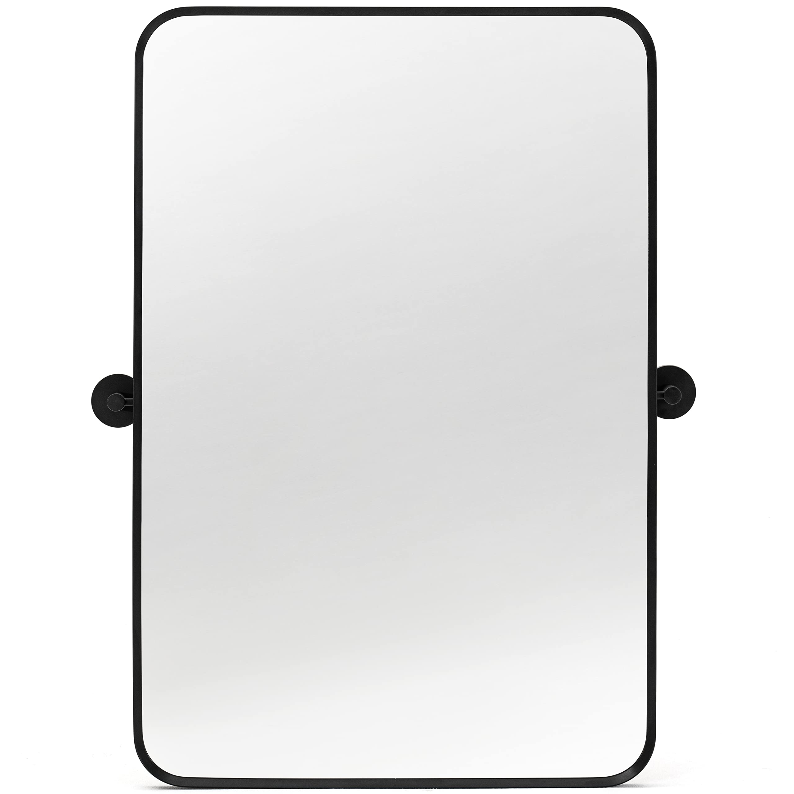 Minuover 20" x 30'' Pivot Rectangle Bathroom Mirror Tilting Beveled Black Metal Framed Vanity Mirrors for Wall (20" x 30", Matte Black)