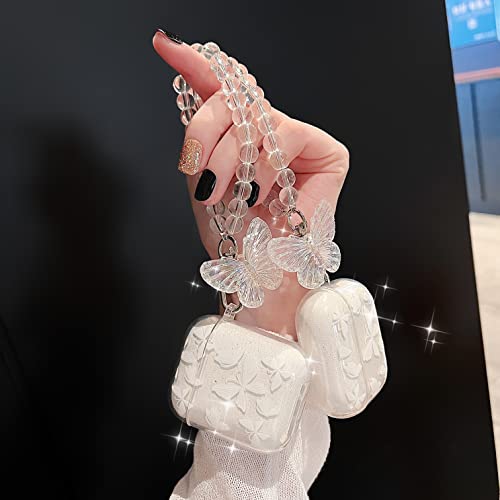 Srddty Compatible with AirPods 3rd Generation Case Cute Clear Glitter, Shockproof Soft TPU Protective Airpod 3 Case Cover for Girls Women with Keychain Designed for AirPods 3rd Gen 2021, Butterfly