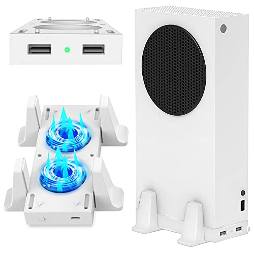 CTPOWER Upgraded Xbox Series S Cooling Stand, Dual Purpose Cooling Fan Cooler System Dock Station Accessories, 3 Level Adjustable Speed & 2 Extra USB Ports