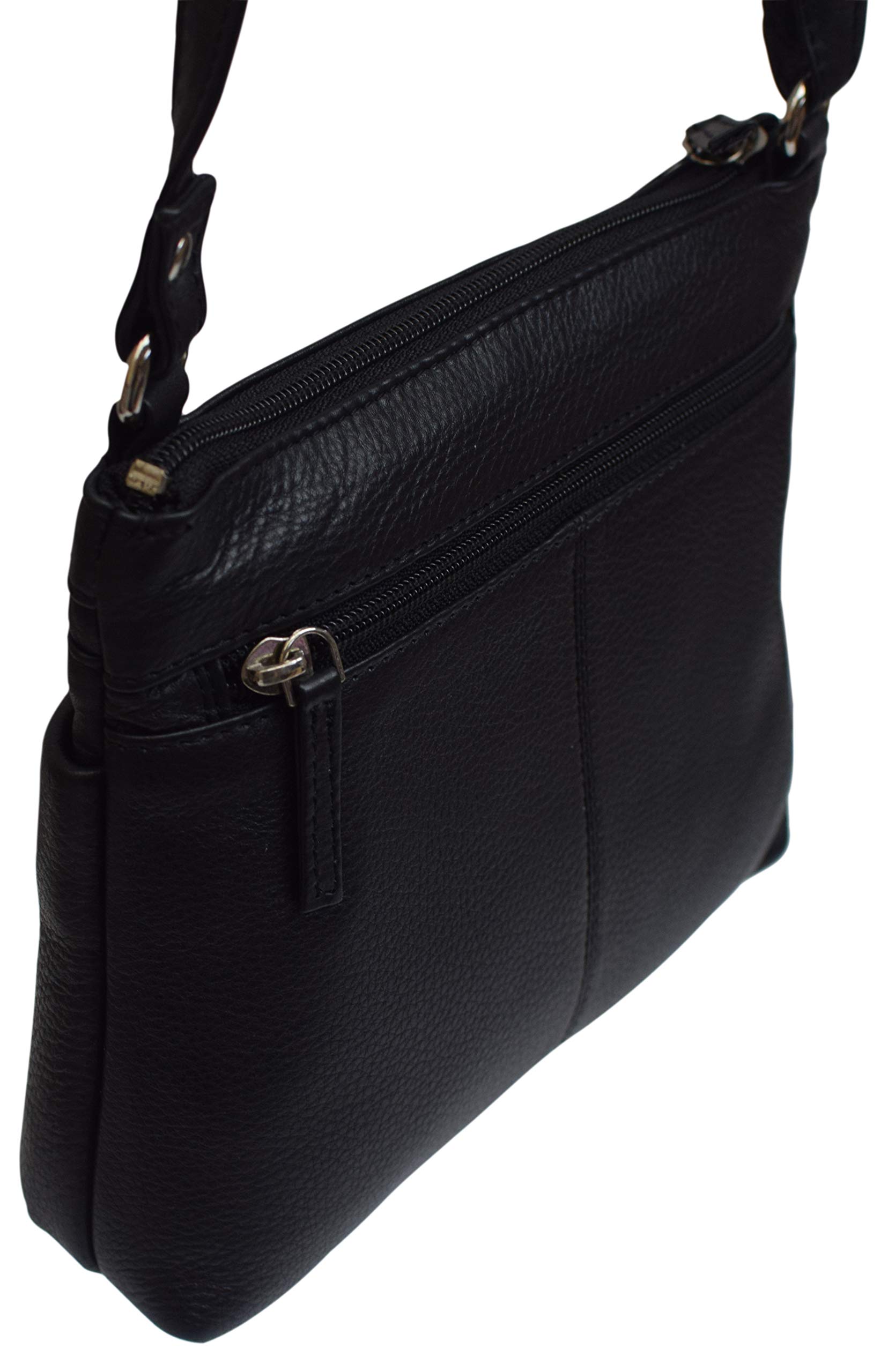 Swiss Marshall Womens Premium Leather Luxury Crossbody Shoulder Handbag Purse for Ladies (Black)