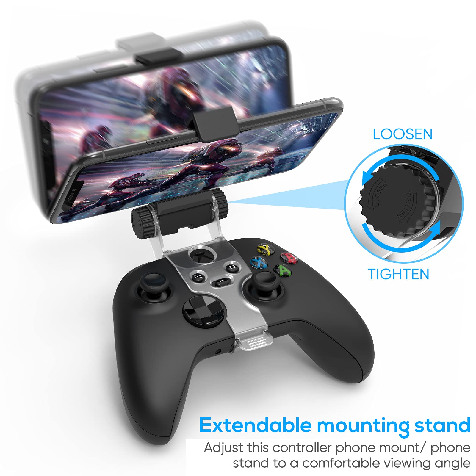 Controller Phone Mount for Xbox Series X|S -Auarte Xbox Core Controller Foldable Clip Mobile Phone Holder Clamp Adjustable Clip for Microsoft Xbox Series X|S/ Xbox One/One S/ One X Wireless Controller