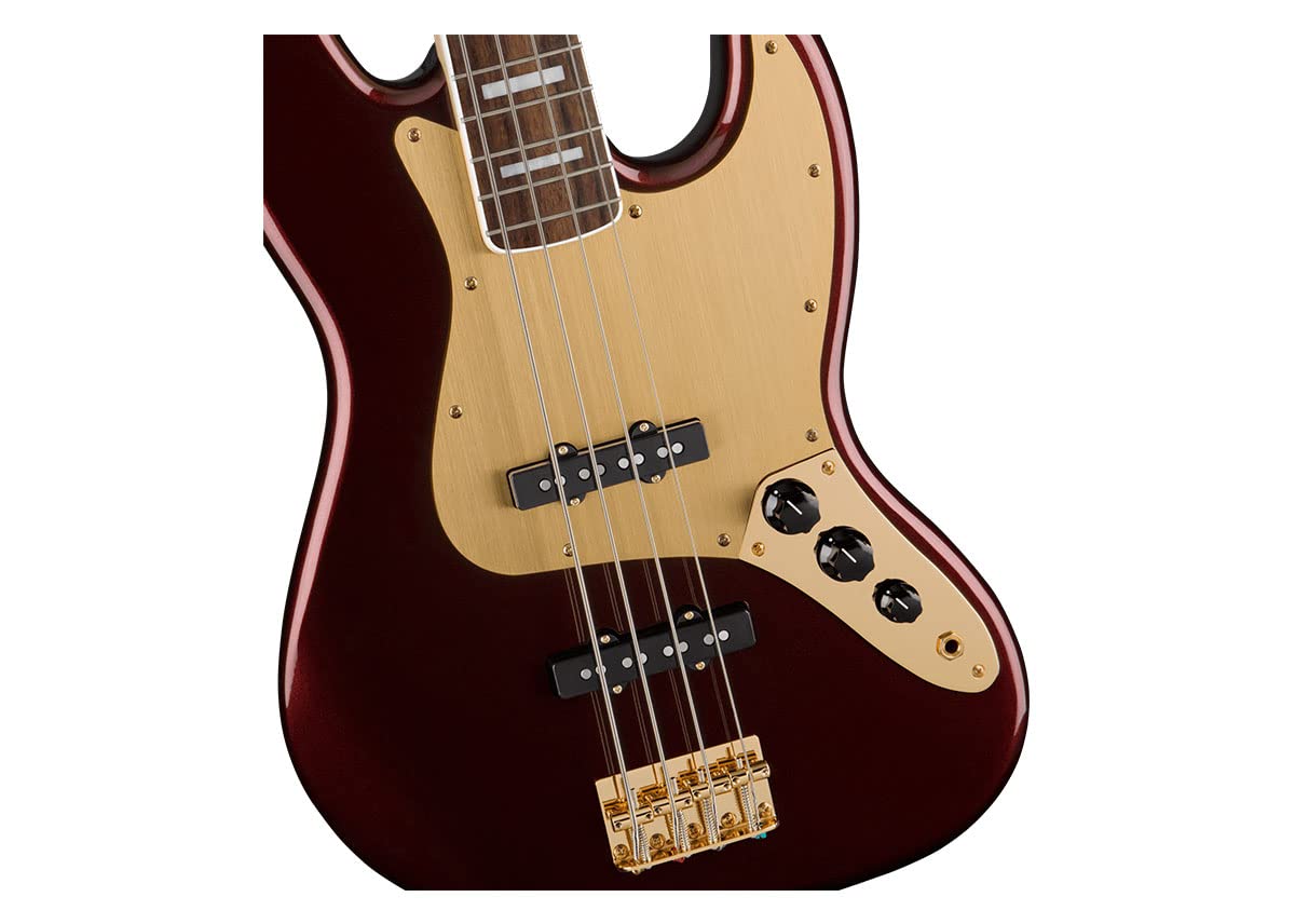 Squier 40th Anniversary Jazz Bass Gold Edition, Ruby Red Metallic, Laurel Fingerboard